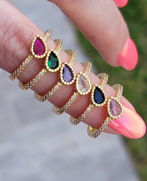 18k real gold plated tear drop adjustable rings – Ivonne's